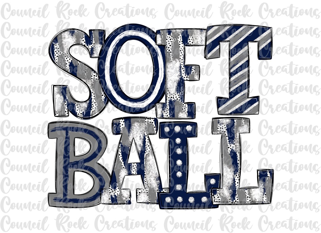 Softball PNG, Navy White Grey, Hand Lettered, School Spirit ...