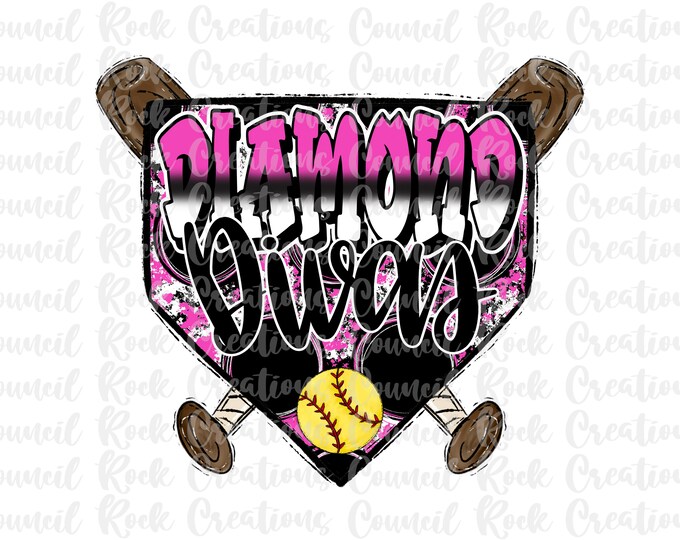 Diamond Divas Softball PNG, Graffiti, Polka Dot Home Plate, Game Day, School Spirit, Team Spirit ...