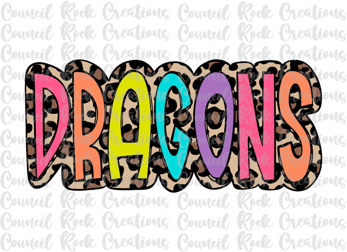 Dragons PNG, Colorful, Leopard Print, Mascot, School Spirit, Team ...