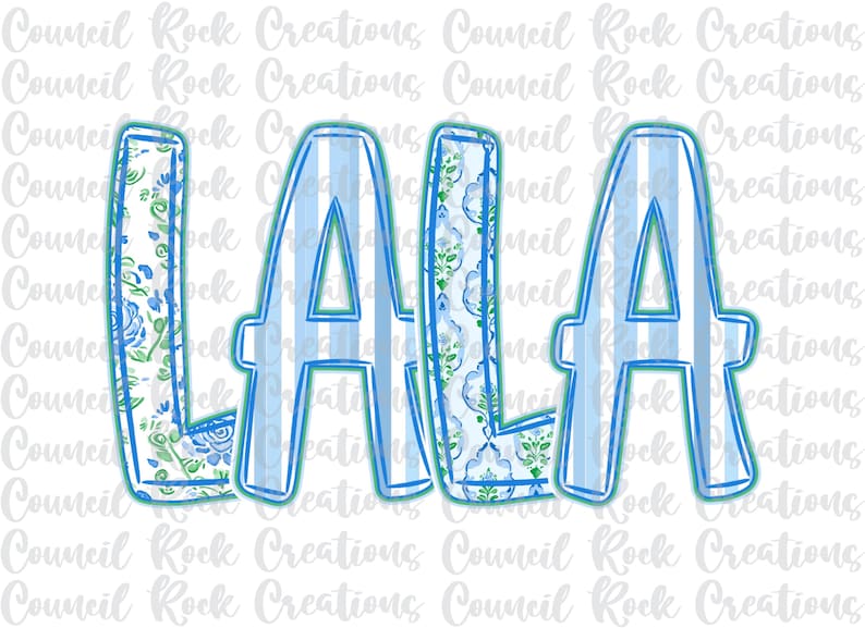 Lala Png, Blue Floral, Stripes, Hand Lettered, Mothers Day, Digital ...