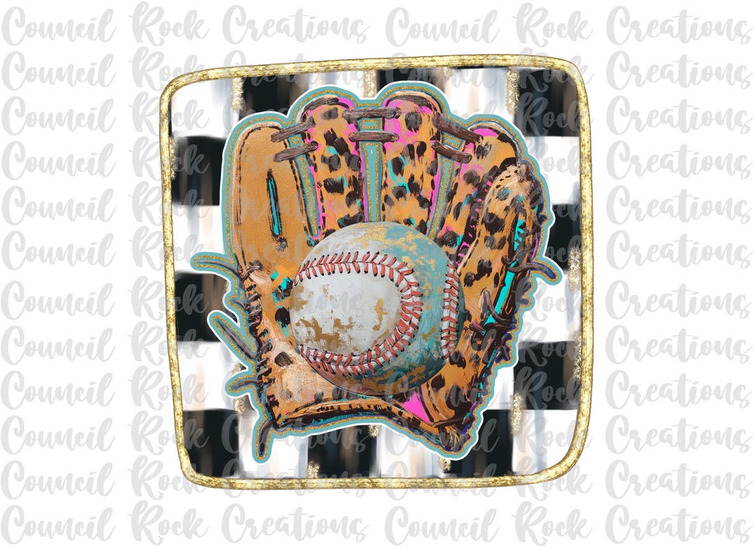Baseball PNG, Cheetah Print Glove, Checkered Glitter, Digital File, DTF ...
