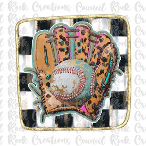 Baseball PNG, Cheetah Print Glove, Checkered Glitter, Digital File, DTF ...