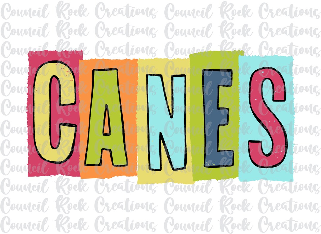Canes PNG, Colorful Stamp, School Spirit, Team Spirit, Digital File ...