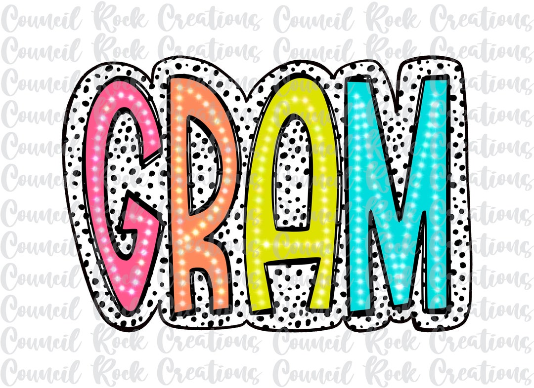 Gram PNG, Bright Doodle, Dalmatian Dots, Digital File, Sublimation ...