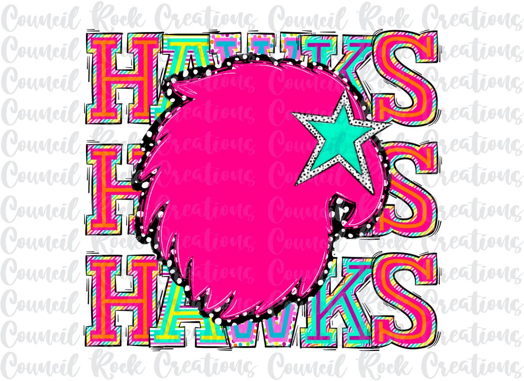 Hawks PNG, Colorful Varsity, Mascot, Dalmatian Dots, Stars, School ...