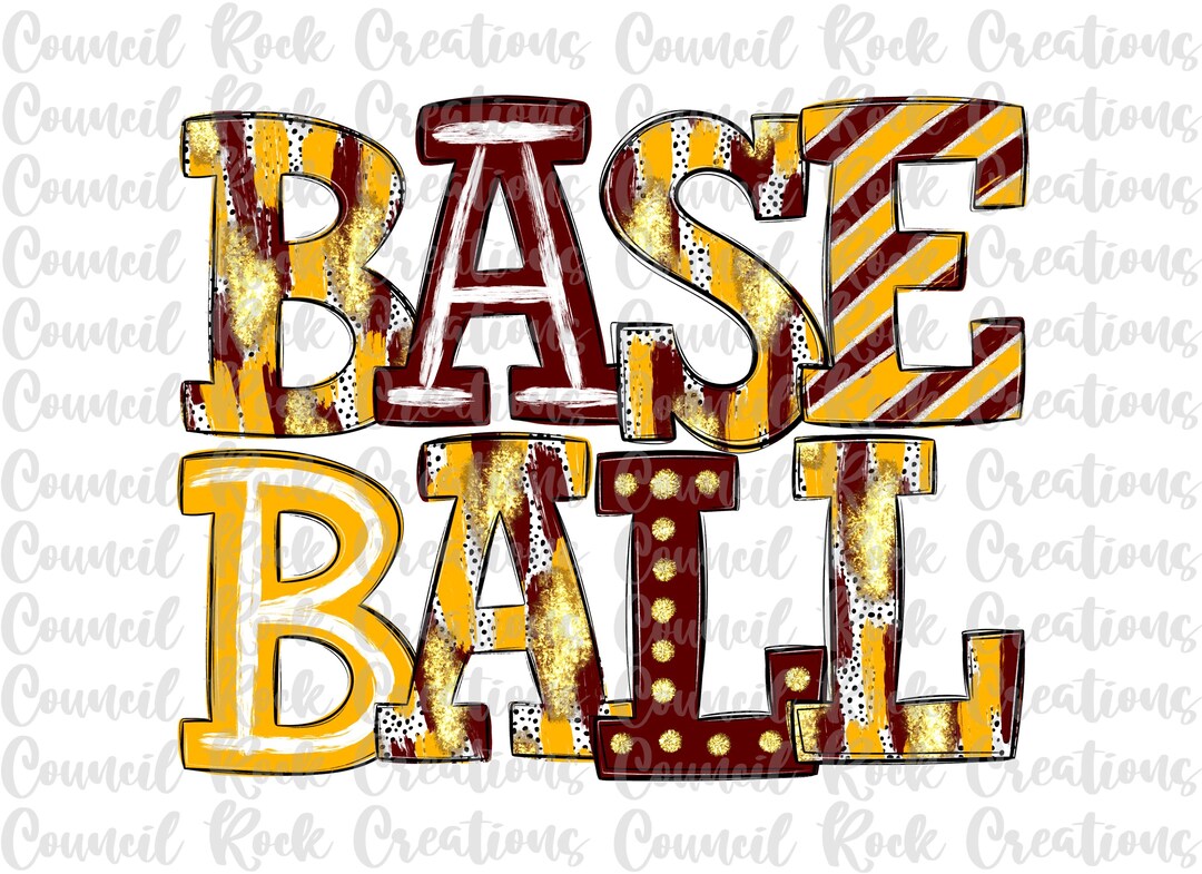 Baseball PNG, Maroon Yellow Gold, Hand Lettered, School Spirit ...