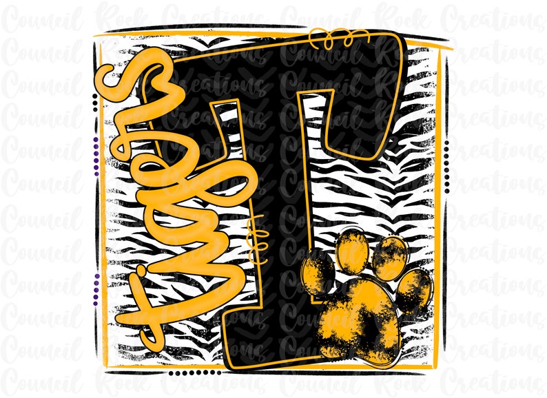 Tigers PNG, Tiger Paw, Animal Print, Doodle Letter, Digital File ...