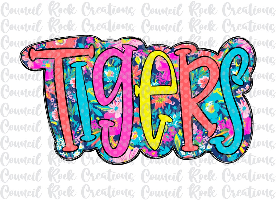 Tigers Png, Colorful Polka Dots Doodle, Blue Floral, Mascot, School ...