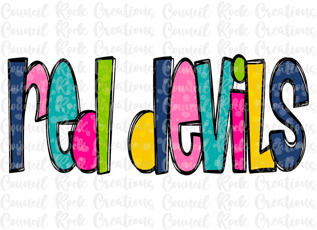 Red Devils PNG, Colorful Preppy Sketchy , School Spirit, Team Spirit ...