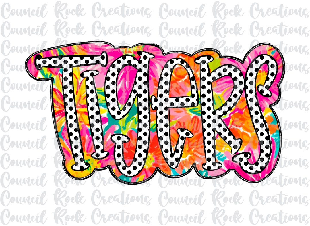Tigers Png, Polka Dot Doodle Letter, Bright Tropical Floral, Mascot ...