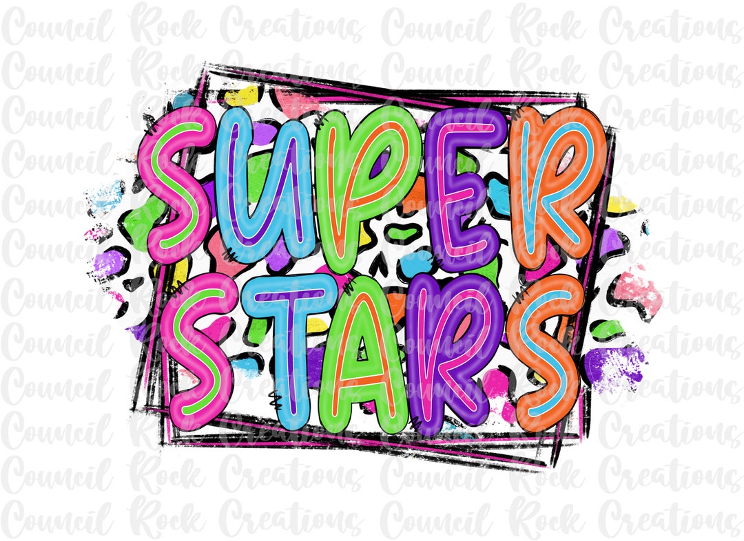 Superstars PNG, Colorful Cheetah Print, School Spirit, Team Spirit ...