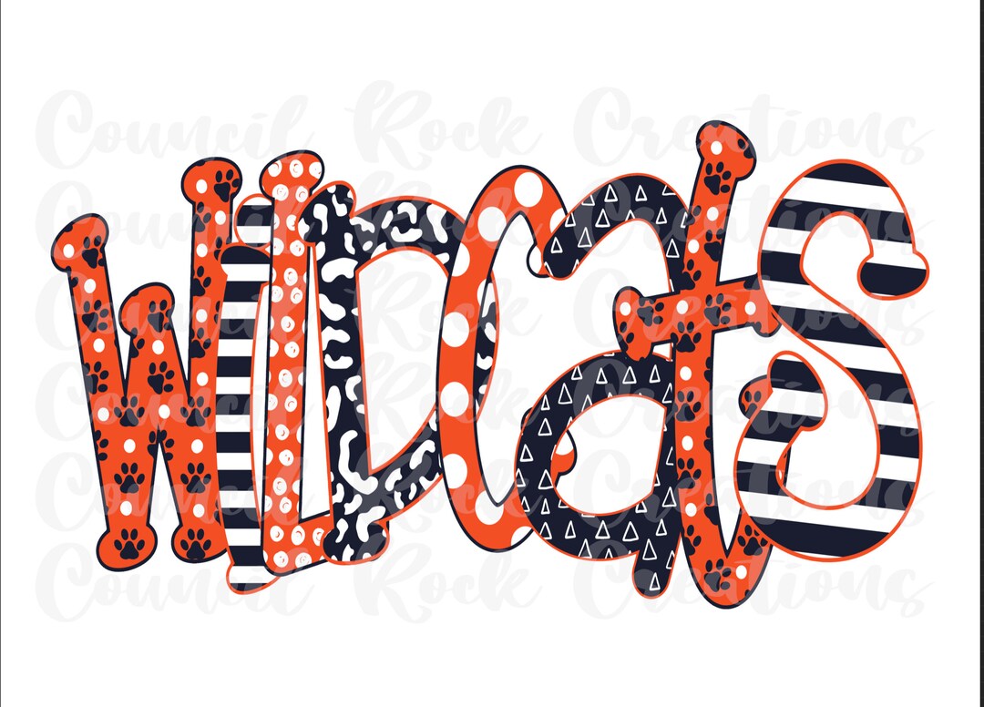 Wildcats PNG Doodle Letters School Spirit Digital File Sublimation ...