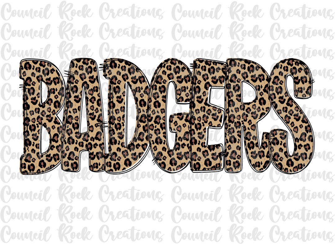 Badgers PNG, Cheetah Print Doodle Letters, School Spirit, Digital File ...