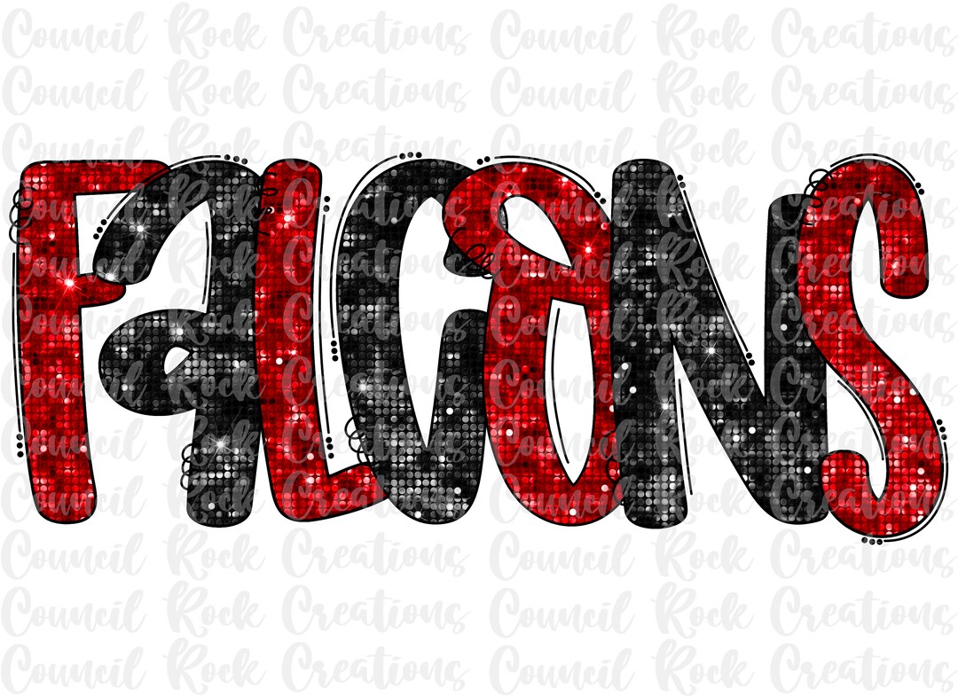 Falcons Sequin Glitter Bling PNG | Doodle Letters | School Spirit ...
