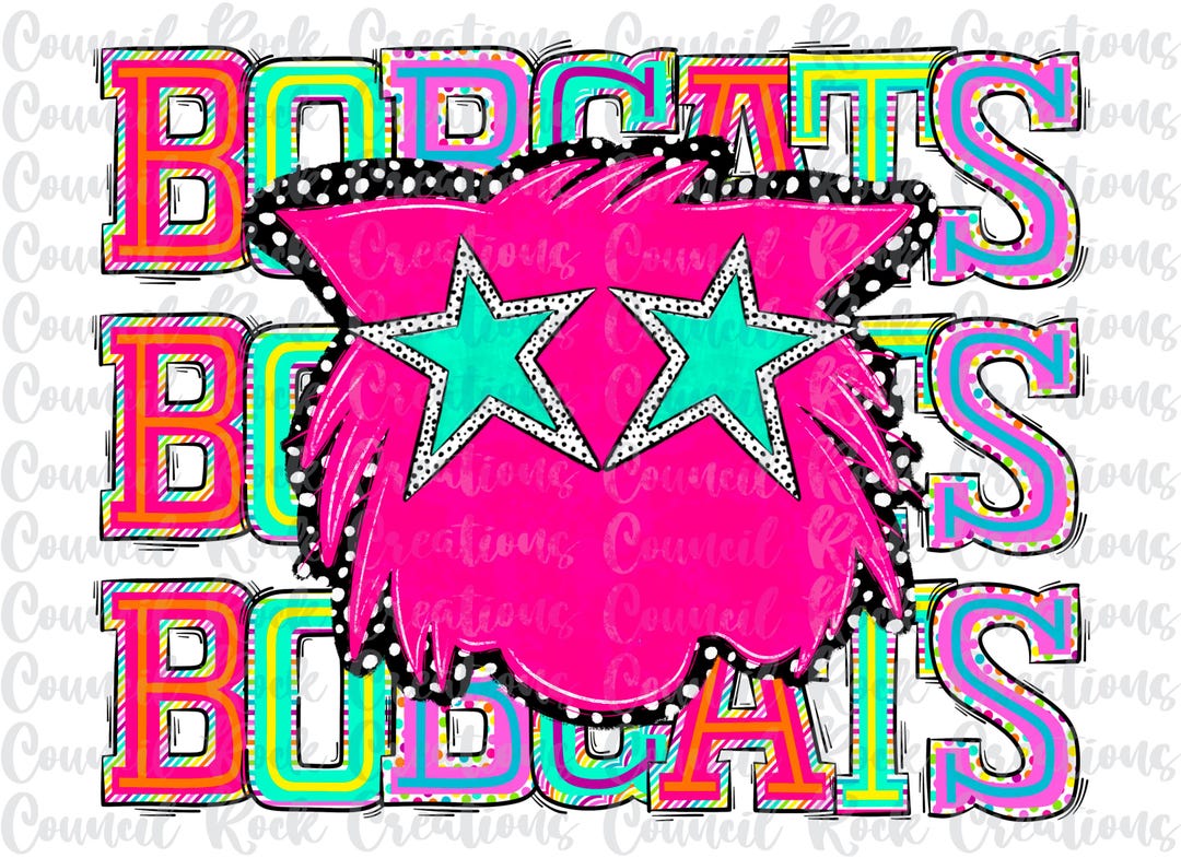 Bobcats PNG, Colorful Varsity, Mascot, Dalmatian Dots, Stars, School ...