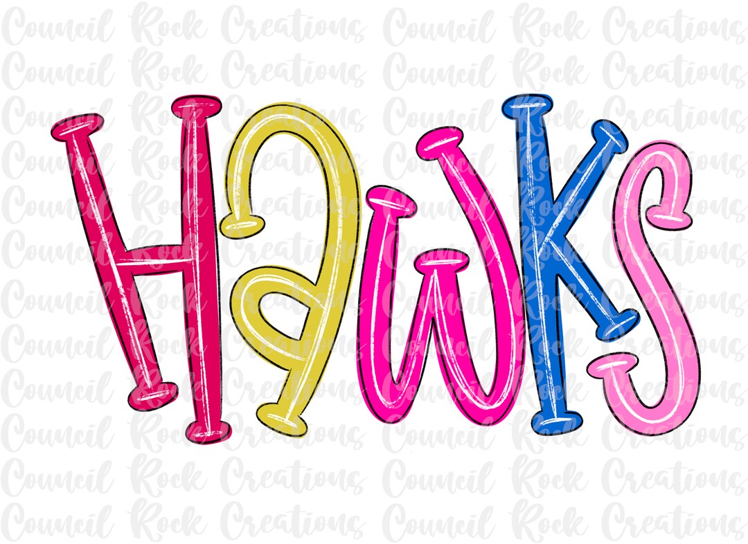 Hawks PNG, Colorful Scribble, Hand Lettered, School Spirit, Team Spirit ...