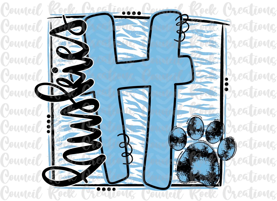 Huskies PNG, Paw, Animal Print, Doodle Letter, School Spirit, Digital ...