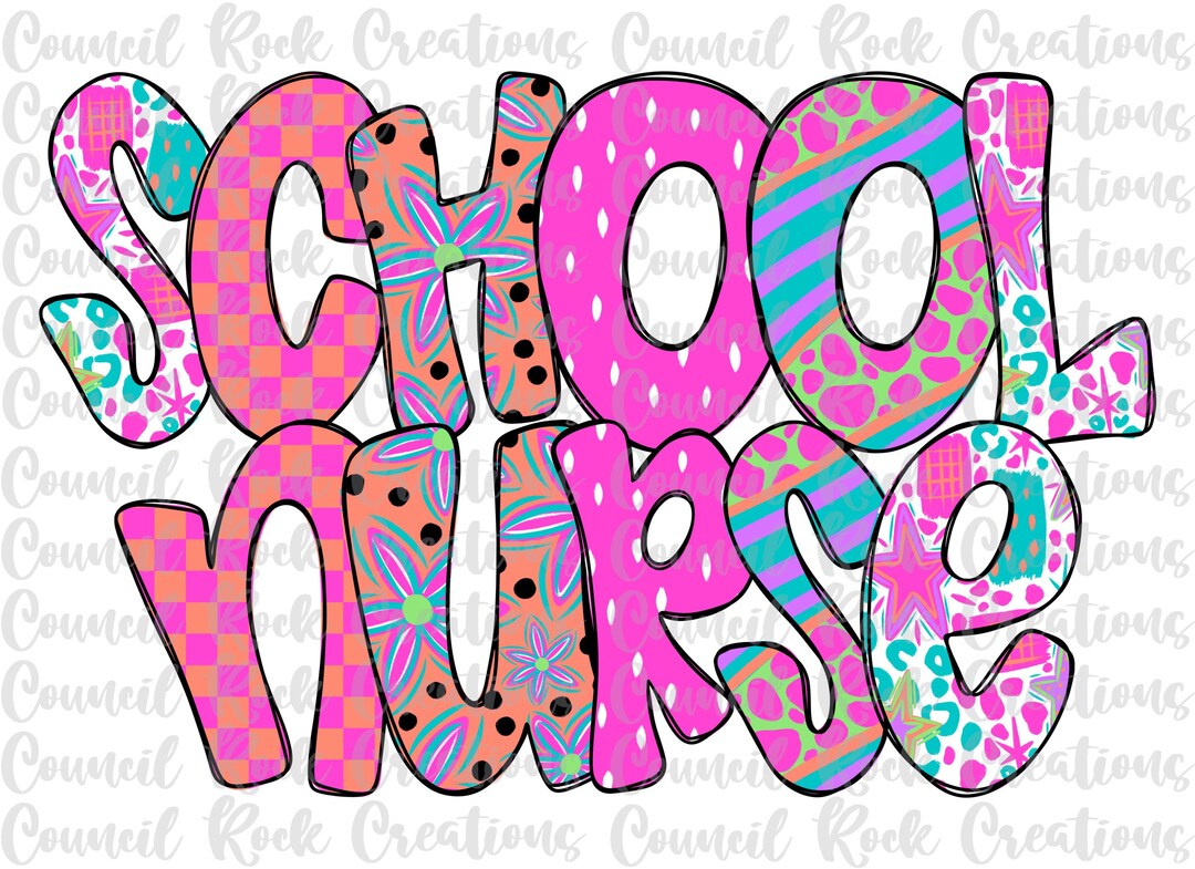 School Nurse Png, Colorful, Funky and Fun, Hand Lettered, Digital File ...