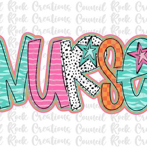 Nurse Png, Colorful, Checkered, Zebra Print, Dalmatian Dots, Hand ...