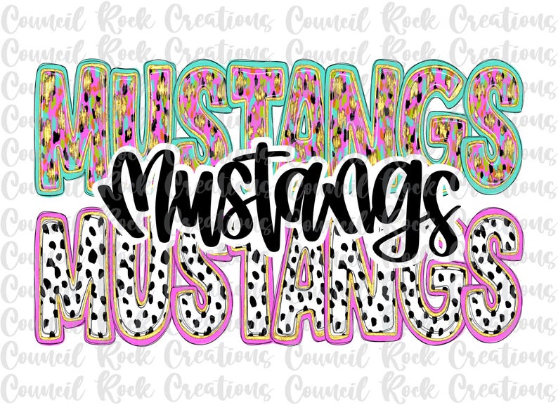 Mustangs Png, Bright Confetti Doodle Letters, Glitter, Dalmatian Dots ...