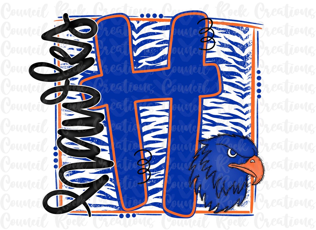 H Hawks PNG, Animal Print, Doodle Letter, School Spirit, Digital File ...