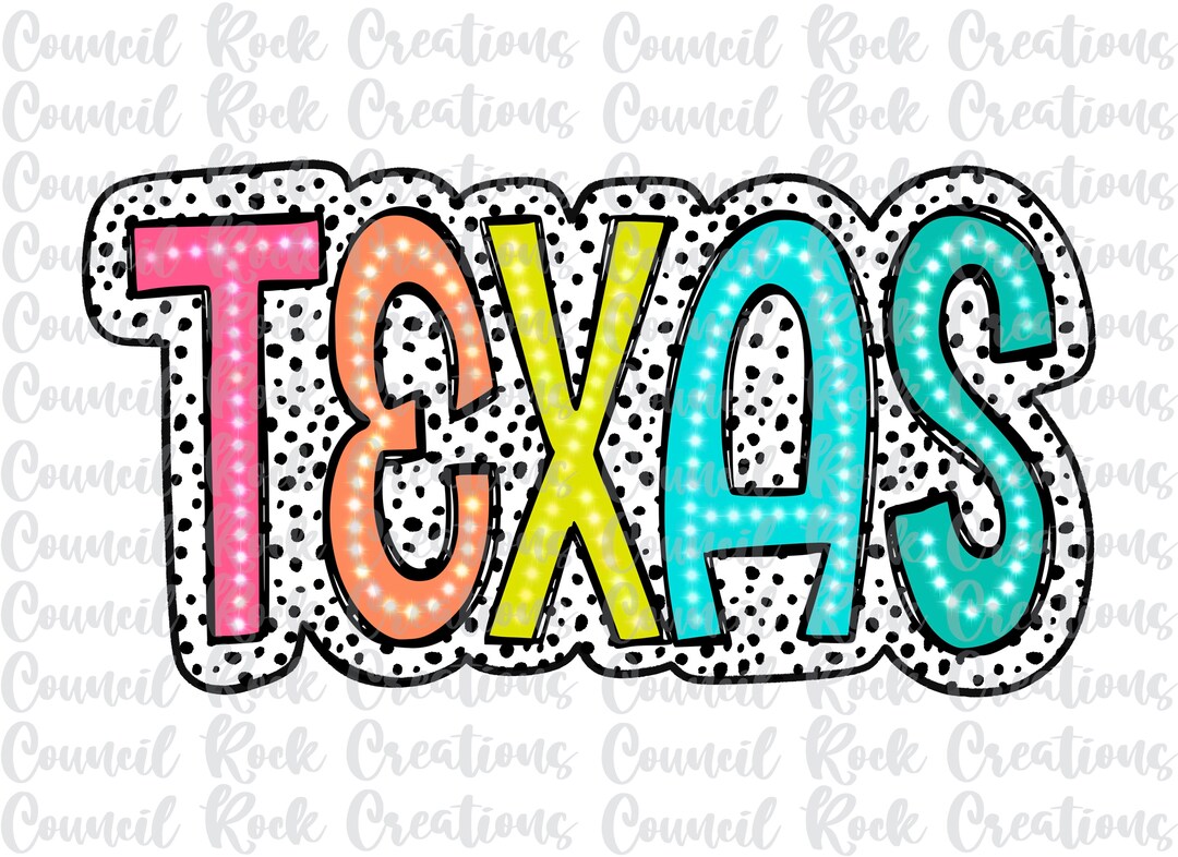 Texas PNG, Bright Doodle, Dalmatian Dots, State, Digital File ...