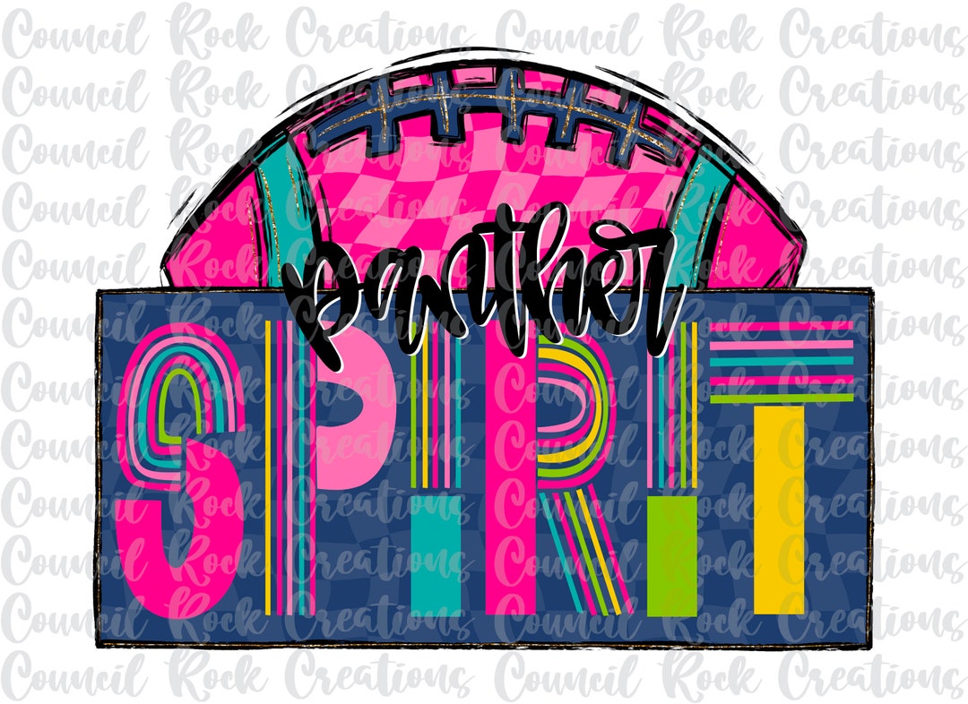 Panther Spirit Football Png, Preppy Colorful, Wavy Checkered, Glitter ...