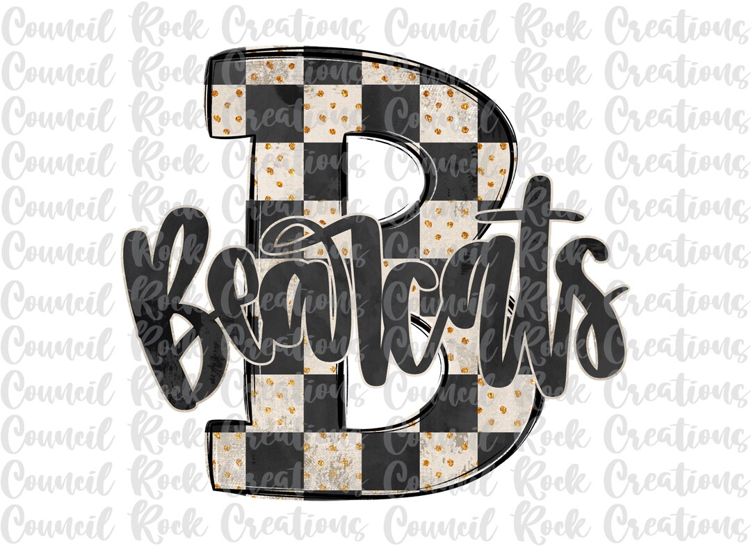 Bearcats PNG, Checkered, Gold Glitter Dots, Hand Lettered, Mascot ...