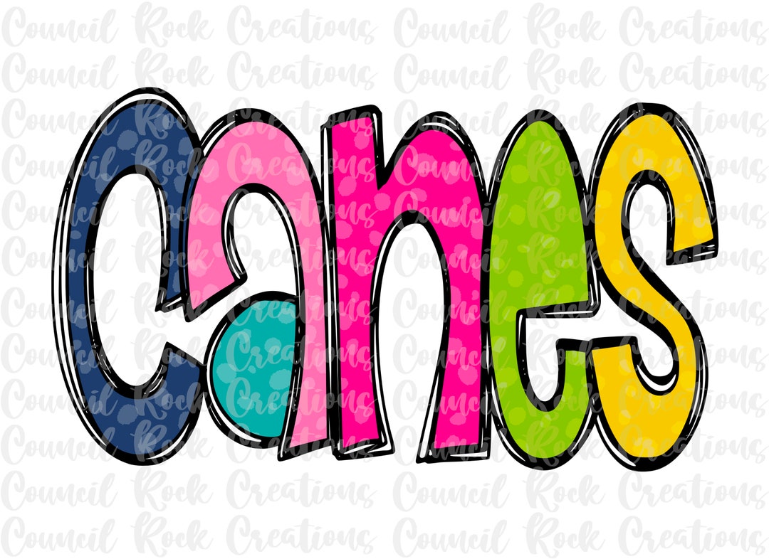 Canes PNG, Colorful Preppy Sketchy , School Spirit, Team Spirit ...