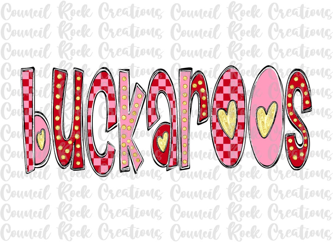 Buckaroos PNG, Sketchy Valentine, Checkered, Hearts, Gold Glitter ...