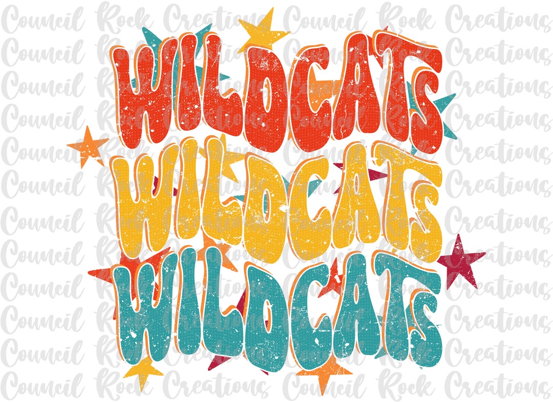Retro Wildcats PNG, Distressed, Stars, School Spirit, Team Spirit ...