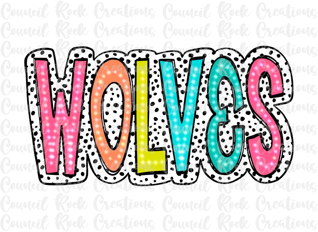 Wolves PNG, Colorful, Dalmatian Dots, Mascot, School Spirit, Team ...