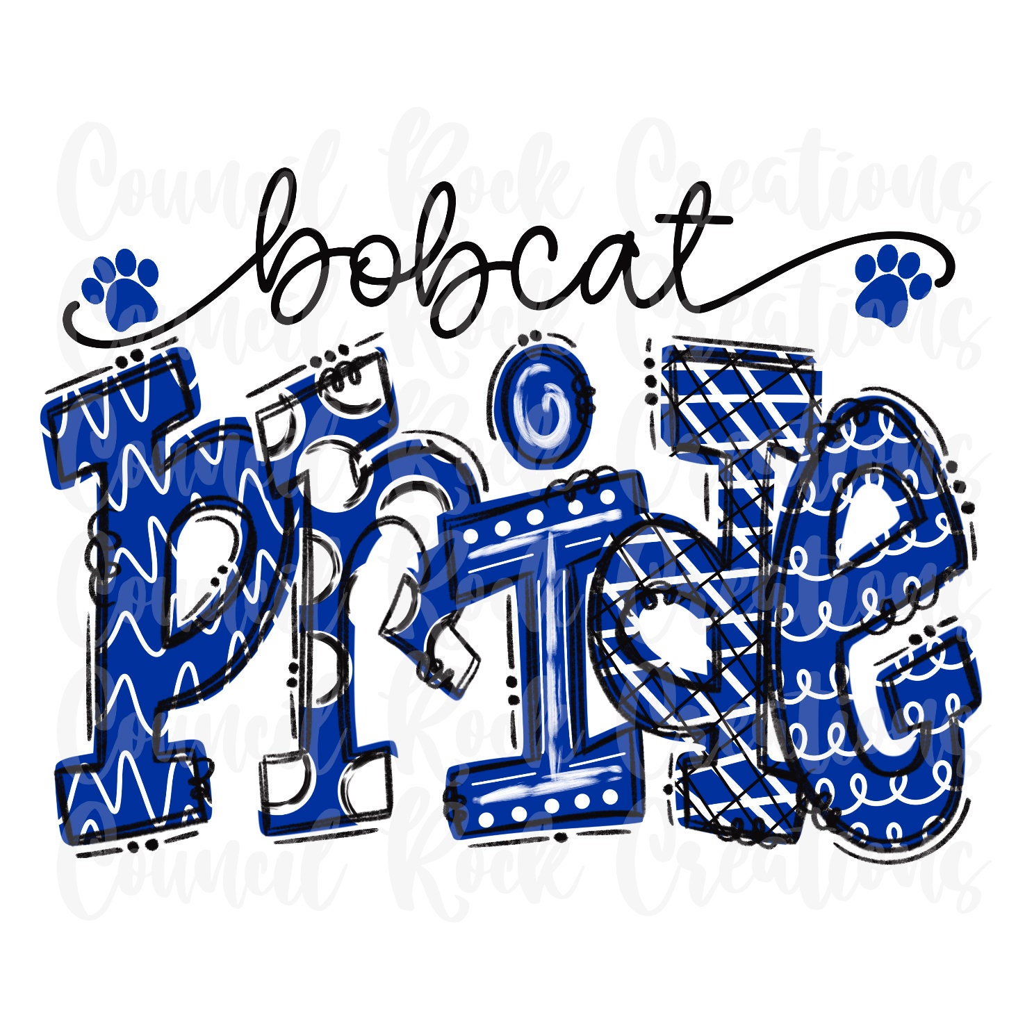 Bobcat Pride PNG Doodle Letters School Spirit Digital - Etsy