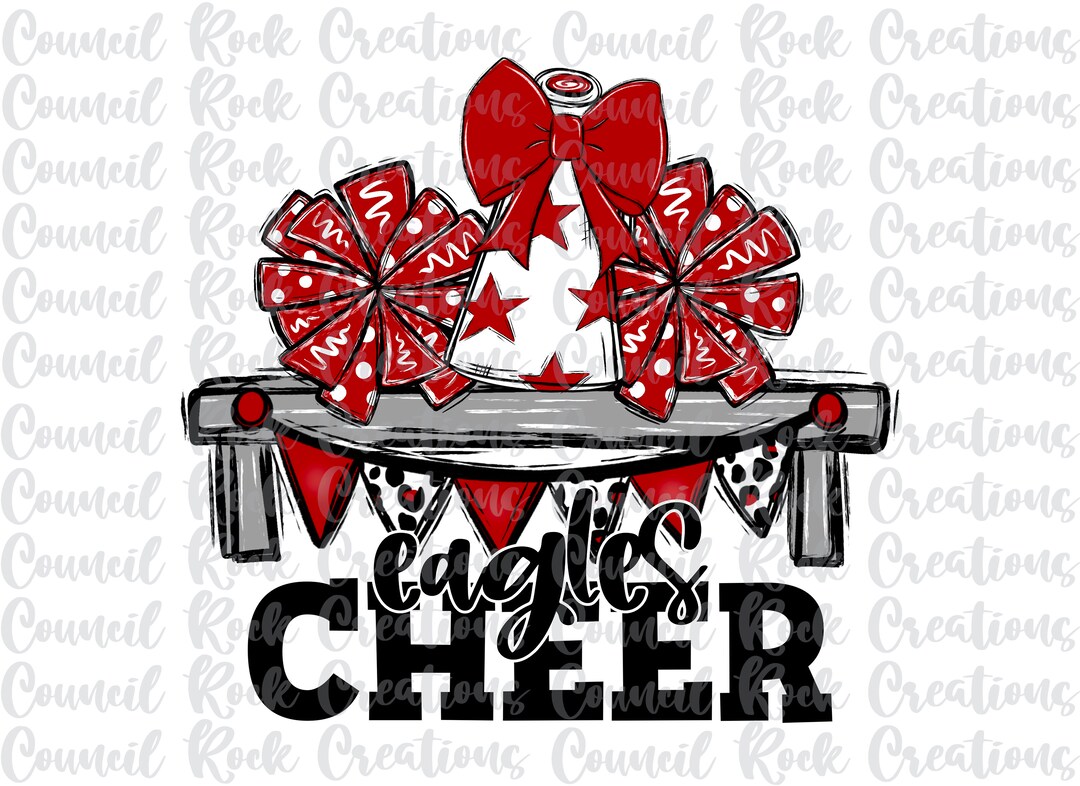 Eagles Cheer PNG, Megaphone Pom Pom on Bench, Banner, Bow, Cheetah ...