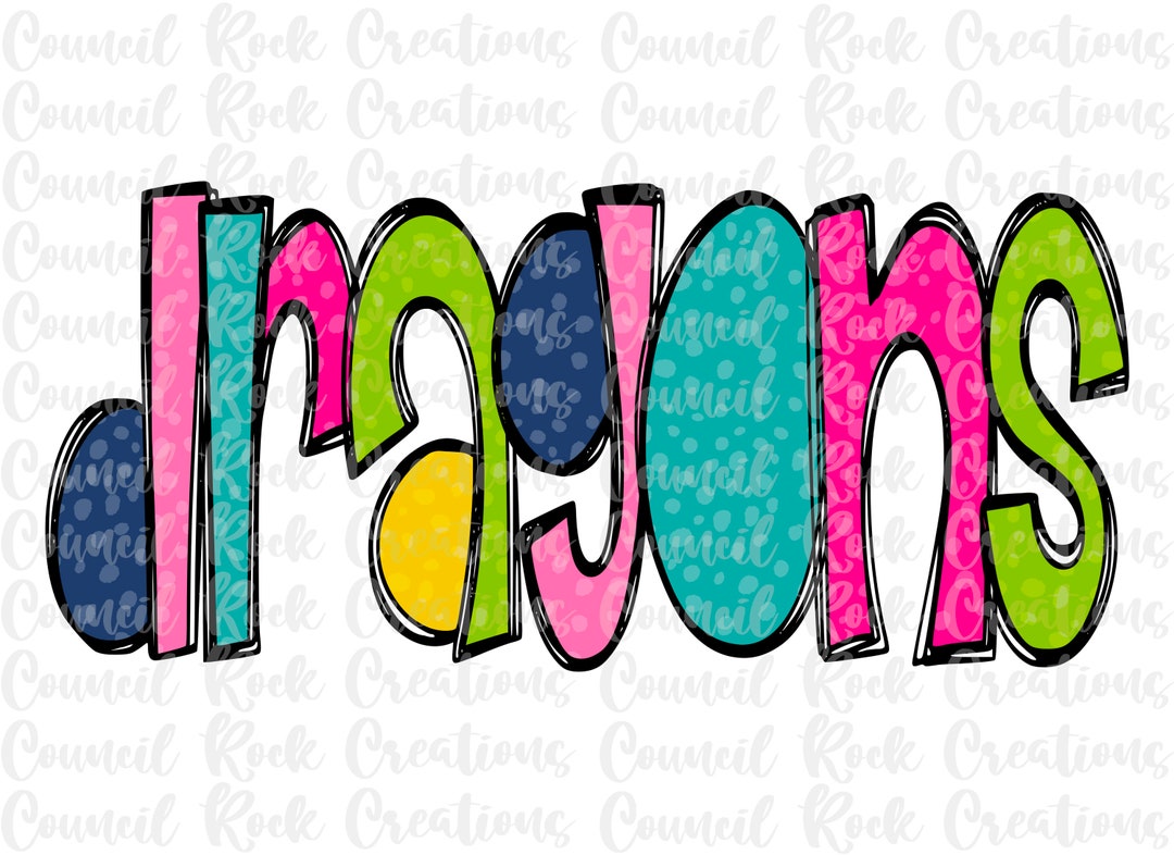 Dragons PNG, Colorful Preppy Sketchy , School Spirit, Team Spirit ...