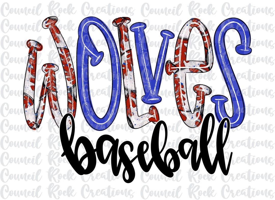 Wolves PNG, Baseball Scribble, Hand Lettered, School Spirit, Team Spirit, Checkered, Digital ...
