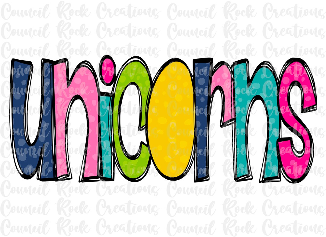 Unicorns PNG, Colorful Preppy Sketchy , School Spirit, Team Spirit ...