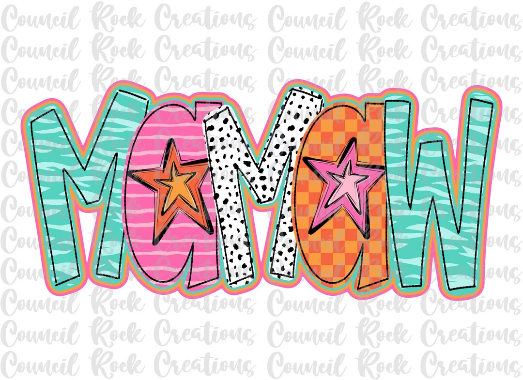 Mamaw Png, Colorful, Checkered, Zebra Print, Dalmatian Dots, Hand ...