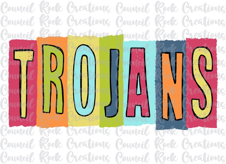 Trojans PNG, Colorful Stamp, School Spirit, Team Spirit, Digital File ...