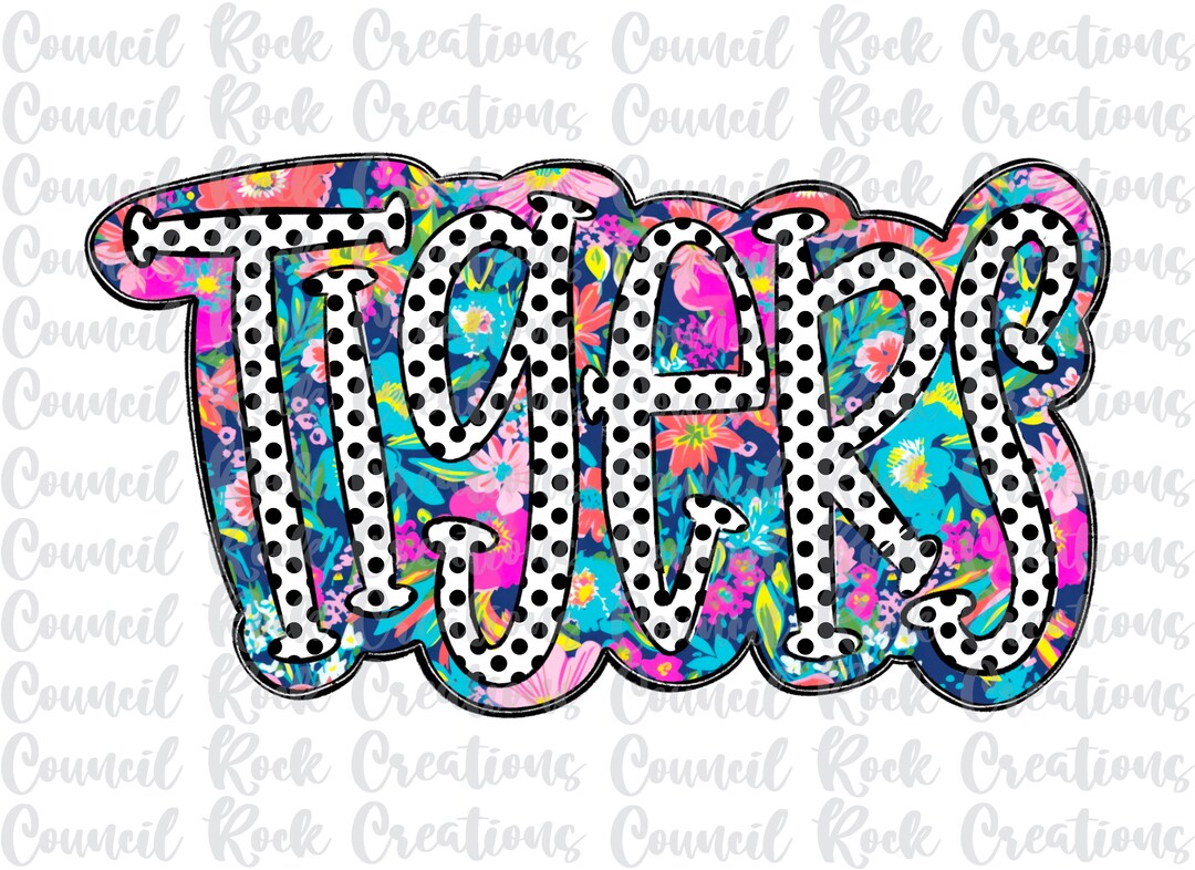 Tigers Png, Polka Dot Doodle Letter, Blue Floral, Mascot, School Spirit ...