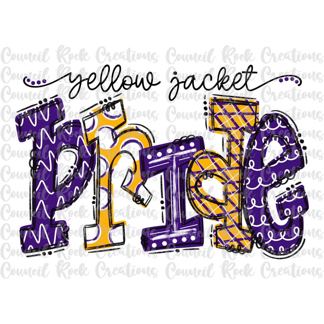 Yellow Jacket Pride PNG | Doodle Letters | School Spirit | Digital File ...