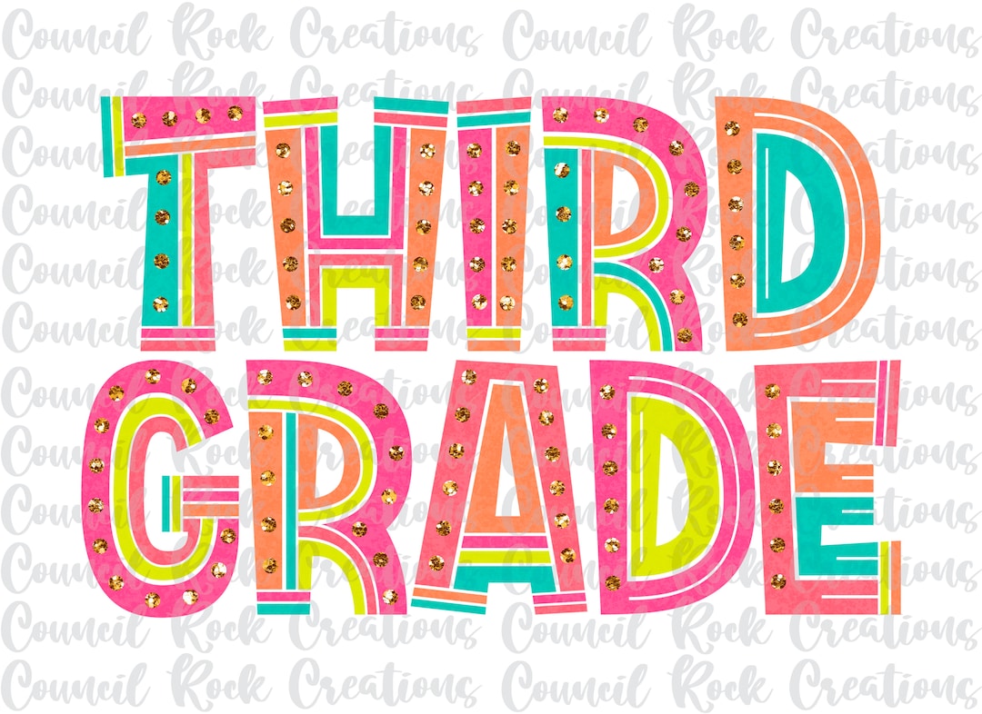 Third Grade Png, Colorful, Glitter Dots, School, Grade Level, Digital ...