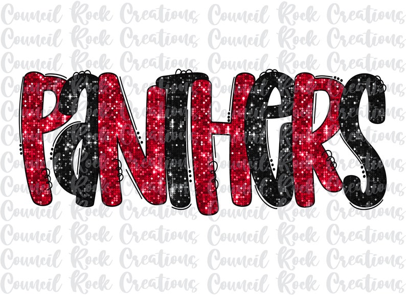 Panthers PNG Sequin Glitter Bling Doodle Letters School - Etsy