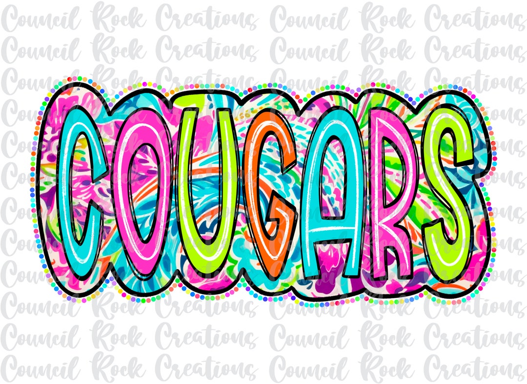 Cougars PNG, Scribble Doodle, Bright Paisley Floral, School Spirit ...
