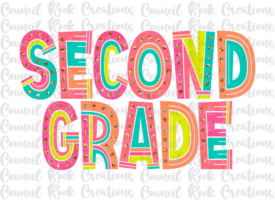 Second Grade Png, Colorful, Glitter Dots, School, Grade Level, Digital ...