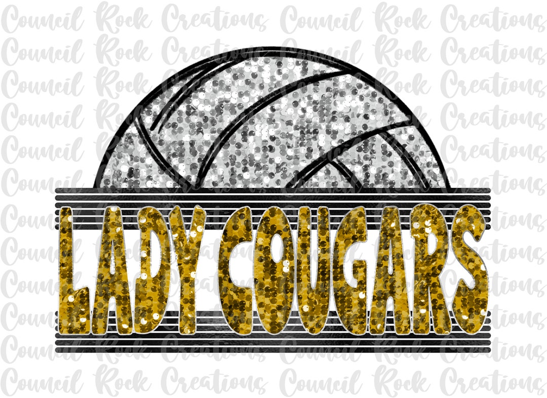 Lady Cougars Sequin Bling Volleyball PNG, School Spirit, Mascot, Digital File, Sublimation ...