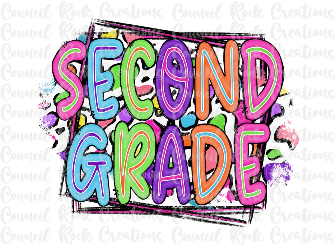 Second Grade PNG, Colorful Cheetah Print, School Spirit, Grade Level ...