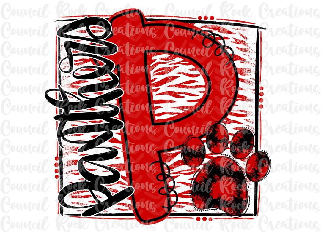 P Panthers PNG, Animal Print, Doodle Letter, School Spirit, Digital ...