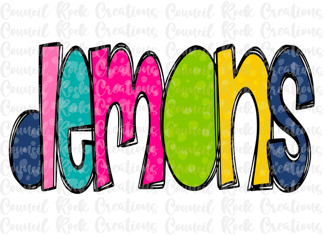 Demons PNG, Colorful Preppy Sketchy , School Spirit, Team Spirit ...