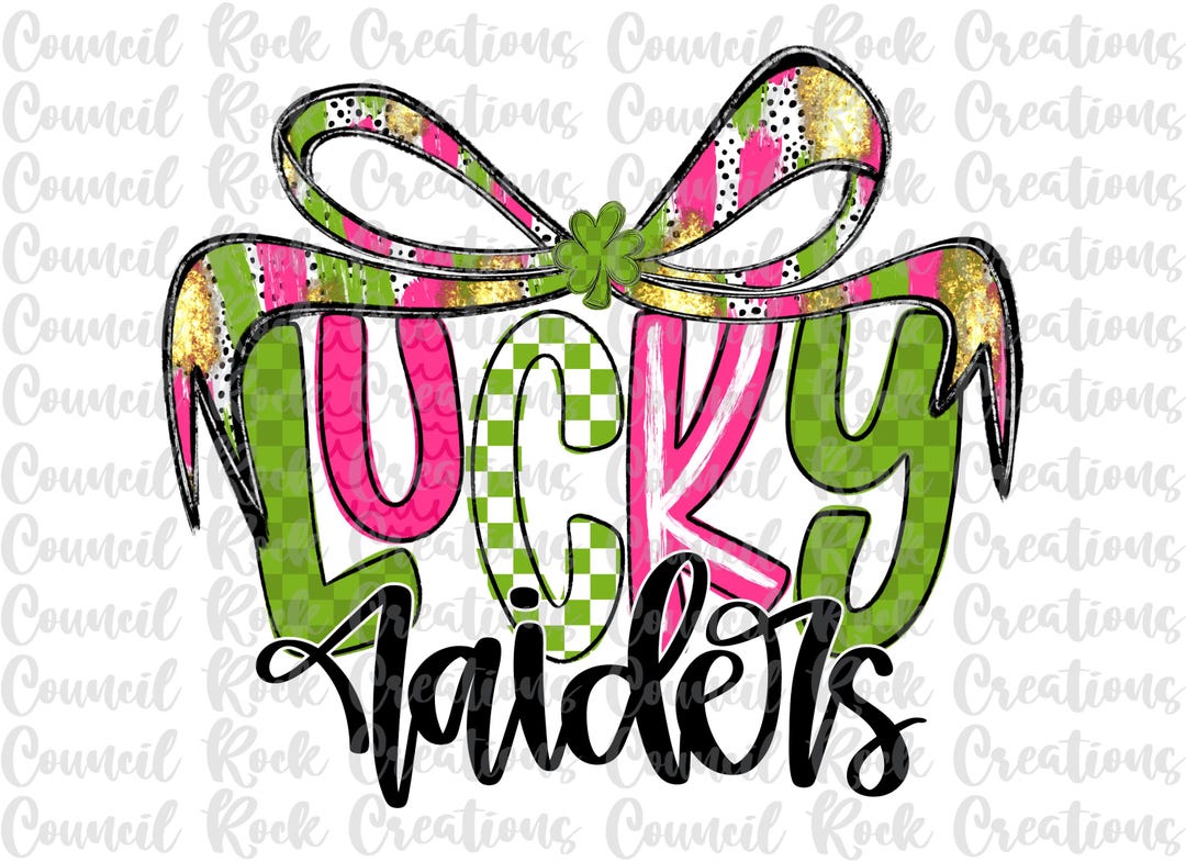 Lucky Raiders PNG, Brushstrokes Bow, Hand Lettered, Shamrock, St ...